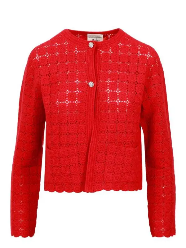 SEMICOUTURE Crochet Pattern Sweater - Red