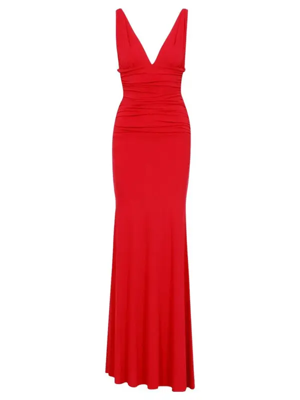 ANIYE BY Pleated Detail Maxi Dress - Red