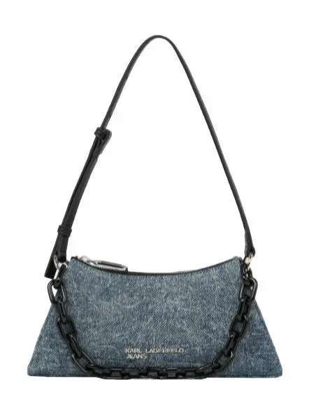 Karl Lagerfeld Chain Shoulder Bag - Washed Medium Blue
