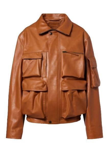 LEMAIRE Leather Blouson Jacket - Brown