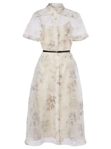 Altuzarra Kiera Floral Silk Midi Dress - Nude