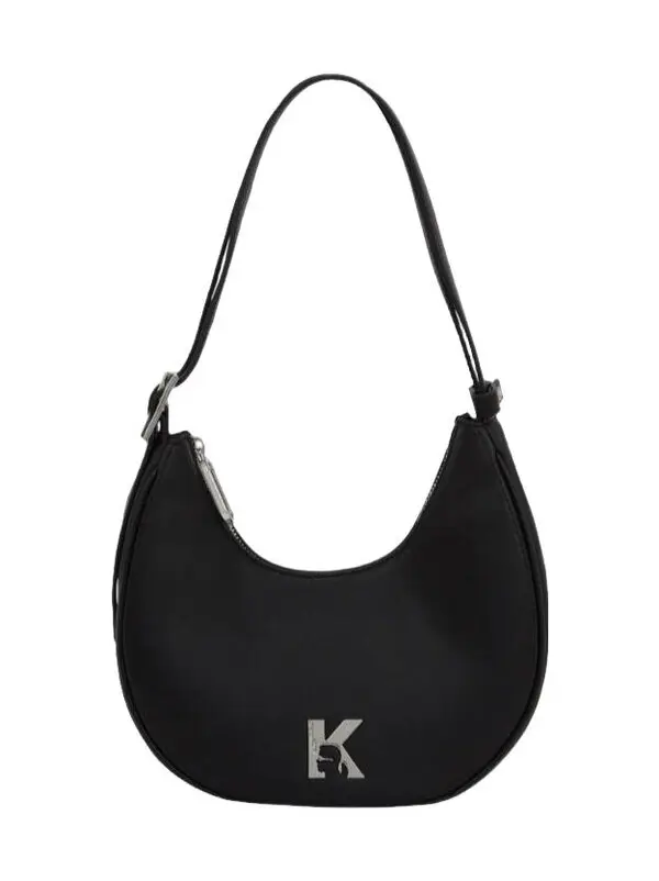 Karl Lagerfeld Twin Strap Moon Bag - Black