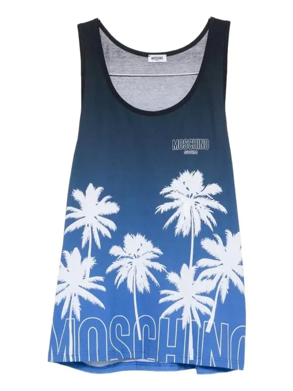 Moschino Sleeveless Palm Print Vest - Blue