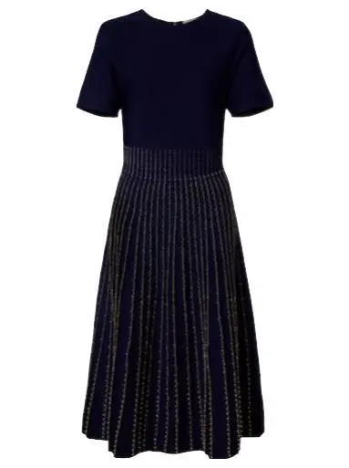 Carolina Herrera Beaded Knitted Pleated Midi Dress - Black