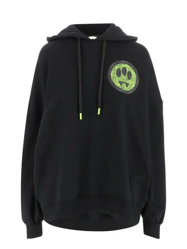 BARROW Logo Printed Drawstring Hoodie - Black