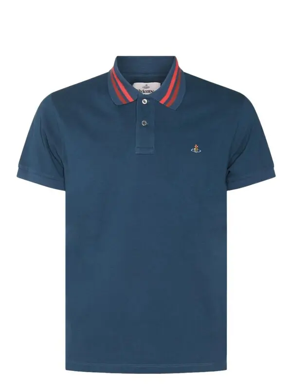 VIVIENNE WESTWOOD Orb Embroidered Short-sleeved Polo Shirt - Blue