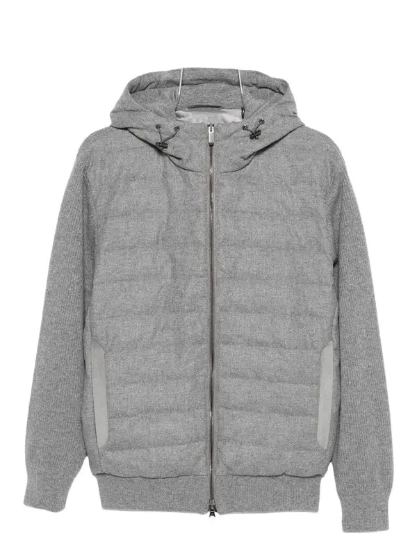 PAUL  SHARK Paul & Shark Hooded Knit Sweater With Quilted Front - Grey