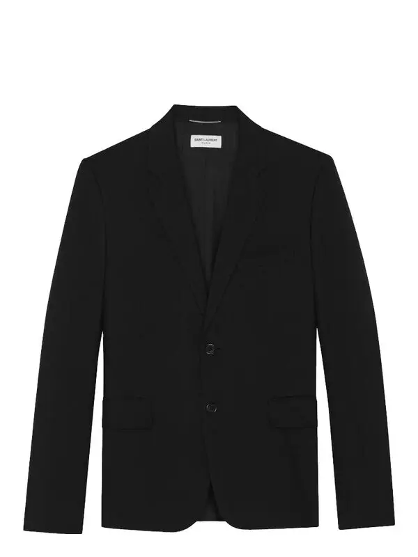 Saint Laurent Single-breasted Straight Collar Jacket - Black