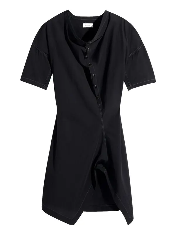 LEMAIRE Asymmetrical Design Dress With Short Sleeves And Front Button Closure - Black