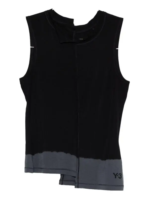 Y3 Asymmetrical Dip-dye Tank Top - Black