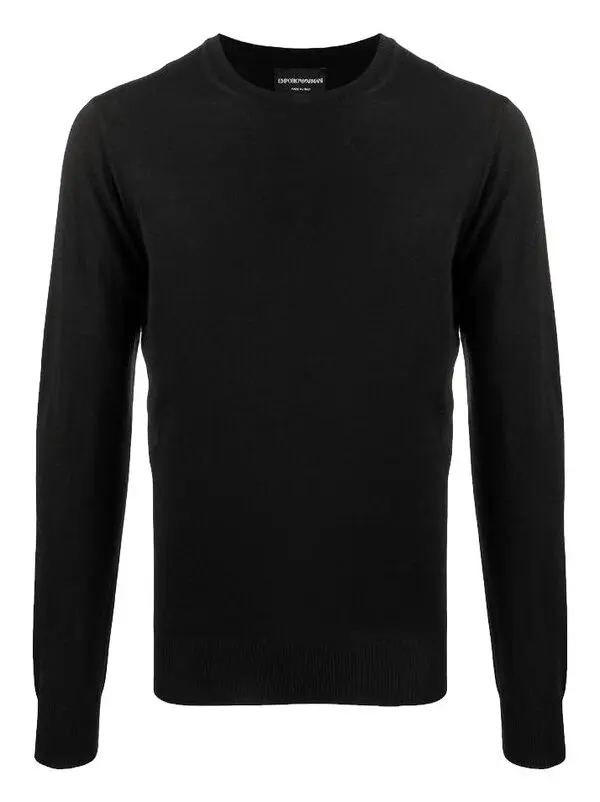 Emporio Armani Crew Neck Fitted Sweater - Black