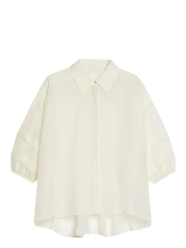 IBLUES Silk-blend Muslin Shirt With 3/4 Sleeves - White