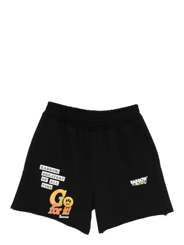BARROW Logo Print Elasticated Waist Shorts - Black