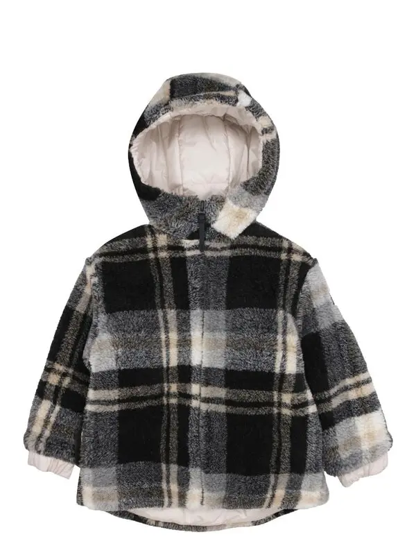 IL GUFO Hooded Plaid Jacket - Black