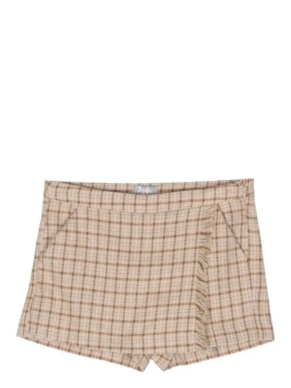 IL GUFO Checked Fringe Detail Short - Nude