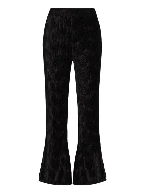 GANNI Plissé Flared Trousers - Black