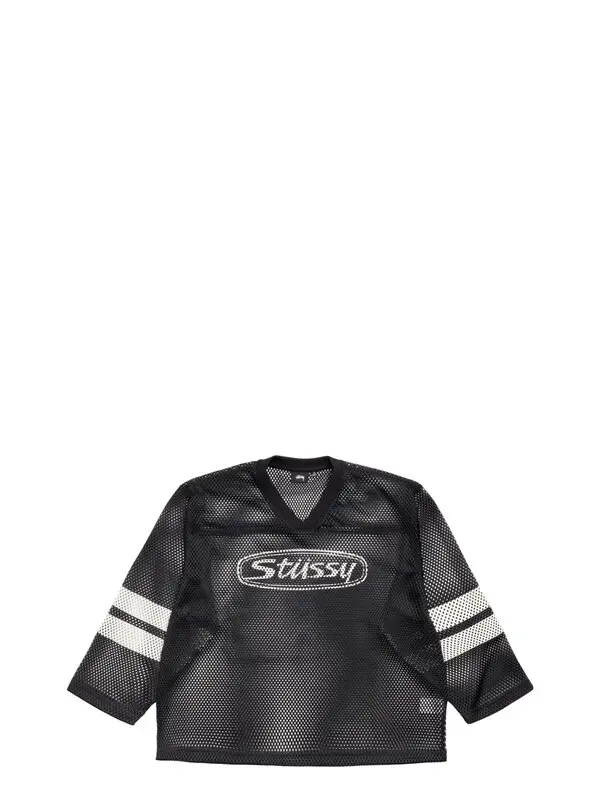 StÜssy V-neck Mesh Top With Striped Sleeves - Is