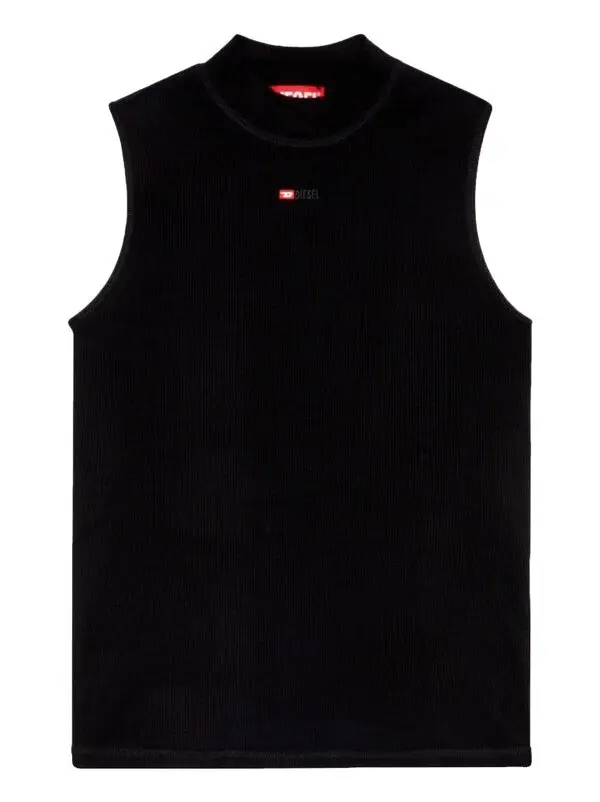 DIESEL® Mock Neck Ribbed Tank Top - Black