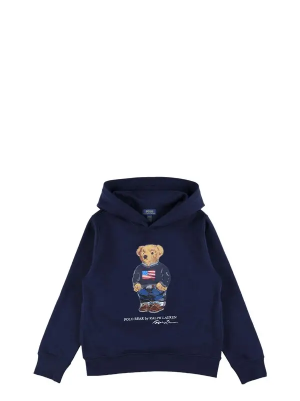 Polo Ralph Lauren Long-sleeved Hooded Sweatshirt With Teddy Bear Print - Black