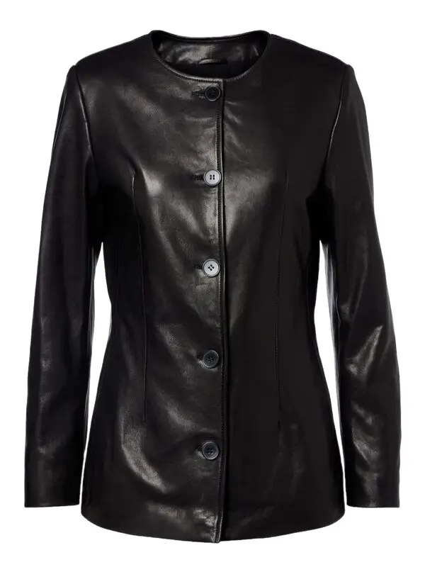 Nour Hammour Leather Jacket With Button Closure - Black