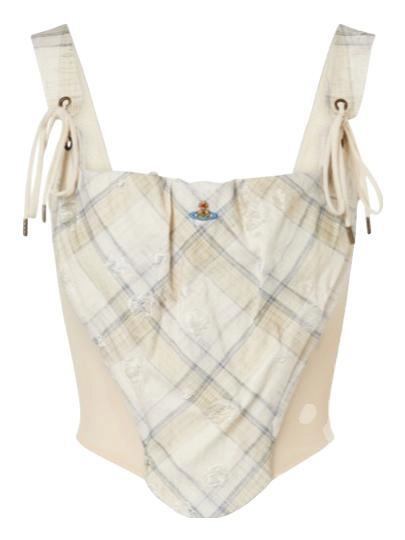 VIVIENNE WESTWOOD Puppy Tartan Corset Top - White