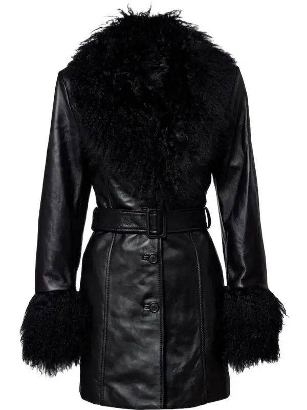 NILI LOTAN Sefa Leather Jacket With Fur Trim - Black