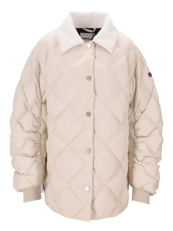 LEMPELIUS Quilted Corduroy-collar Jacket - Nude