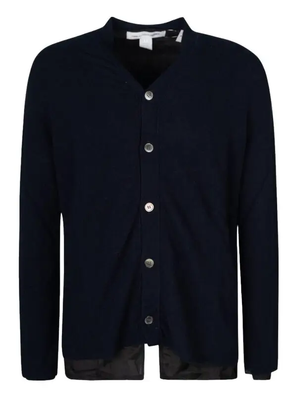 Comme Des Garçons Ribbed Buttoned Cardigan - Black