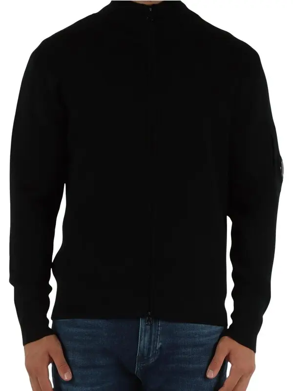 C.P. COMPANY Lens Detailed Half-zip Knit Jumper - Black