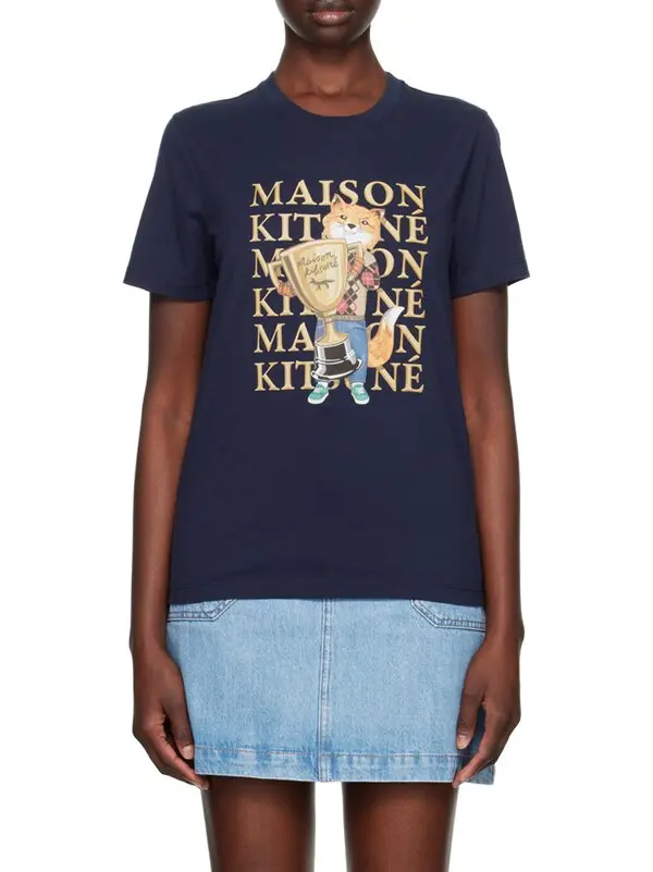 Maison Kitsuné Navy Fox Graphic T-shirt - Black