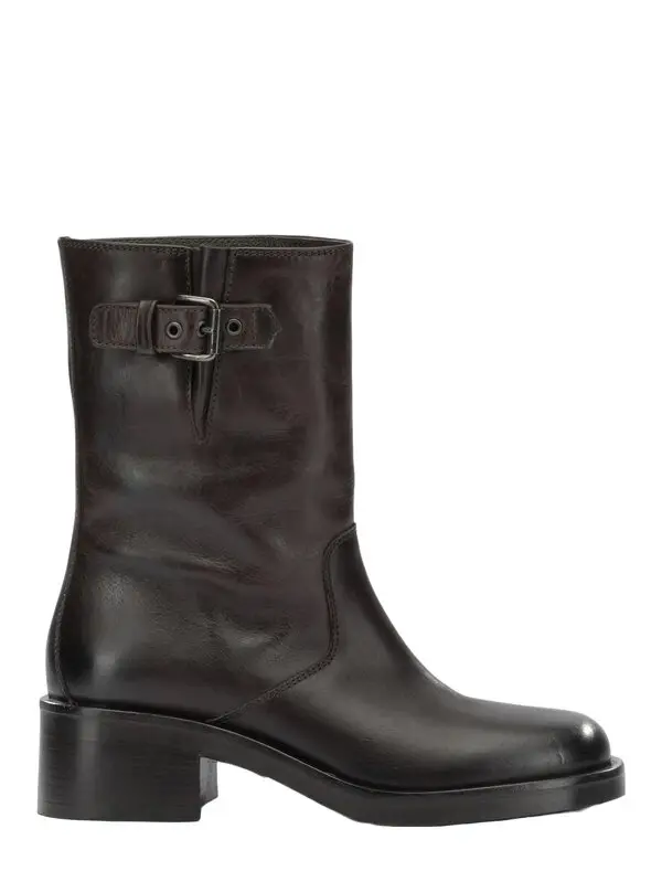 STRATEGIA Round Toe Ankle Boots With Buckle Detail - Brown