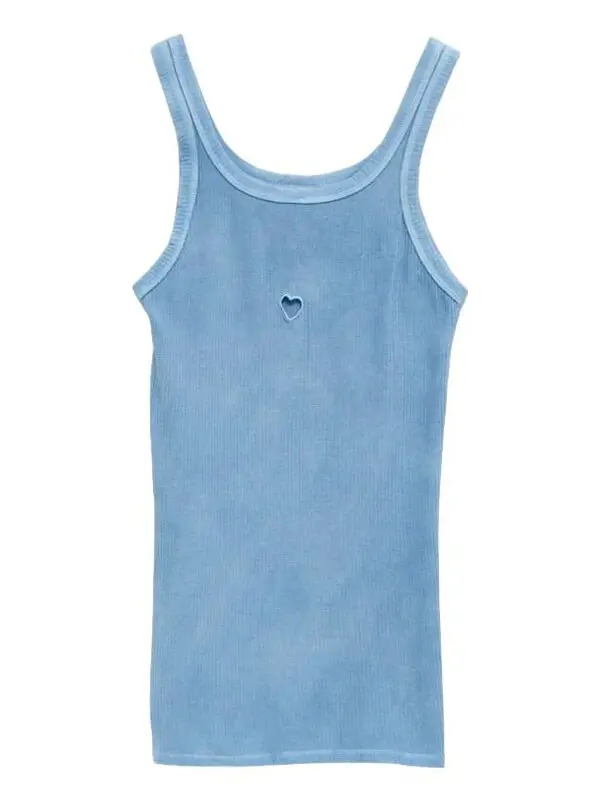 BASERANGE Ribbed Heart Detail Tank - Blue