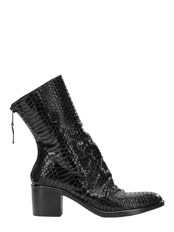STRATEGIA Round Toe Zipper Ankle Boots - Black
