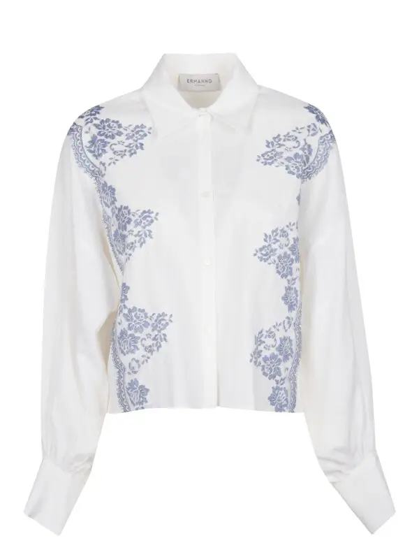ERMANNO FIRENZE Floral Lace Shirt - White