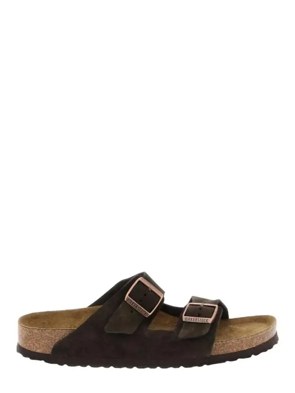 BIRKENSTOCK Double Soft Footbed Sandals With Embossed Logo Buckles - Black