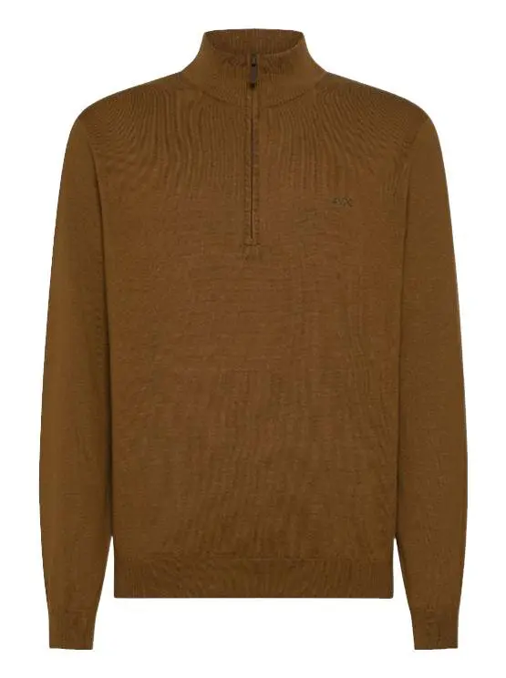 SUN 68 Half-zip Knitted Sweater - Brown