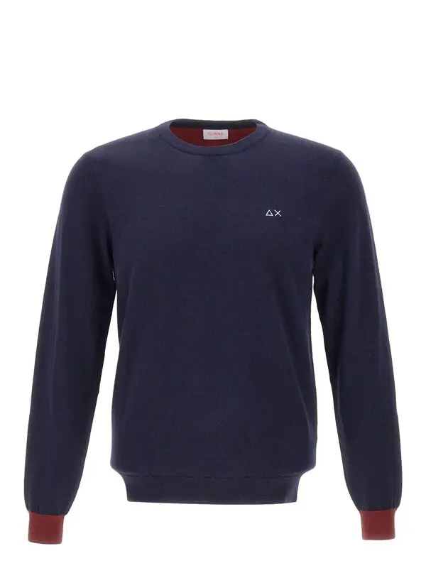 SUN 68 Embroidered Logo Crewneck Knitted Jumper - Black