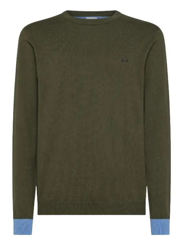 SUN 68 Embroidered Logo Crewneck Knitted Jumper - Green