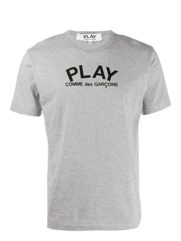 Play Comme Des Garcon Logo-print Heart-print T-shirt - Gray