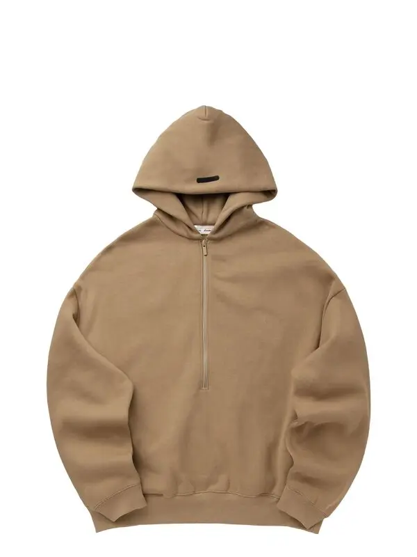 Fear Of God Long Sleeve Half-zip Hooded Sweatshirt - Dune