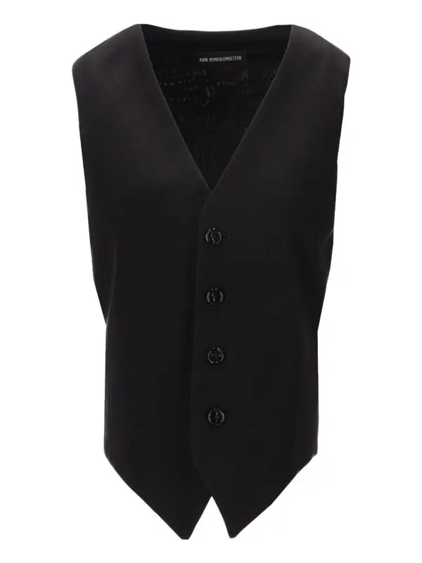 ANN DEMEULEMEESTER V-neck Buttoned Waistcoat - Black