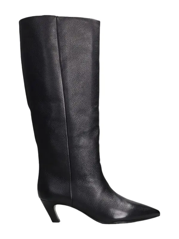 Ash Pointed Toe Stiletto Heel Boots - Black