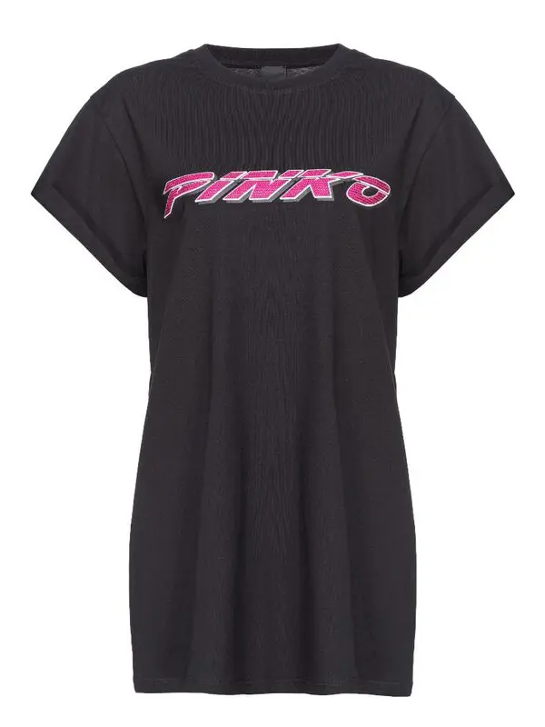Pinko Logo Print Crewneck T-shirt - Black