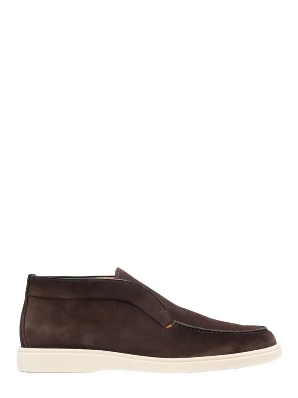 Santoni Desert Round-toe Slip-on Boots - Black