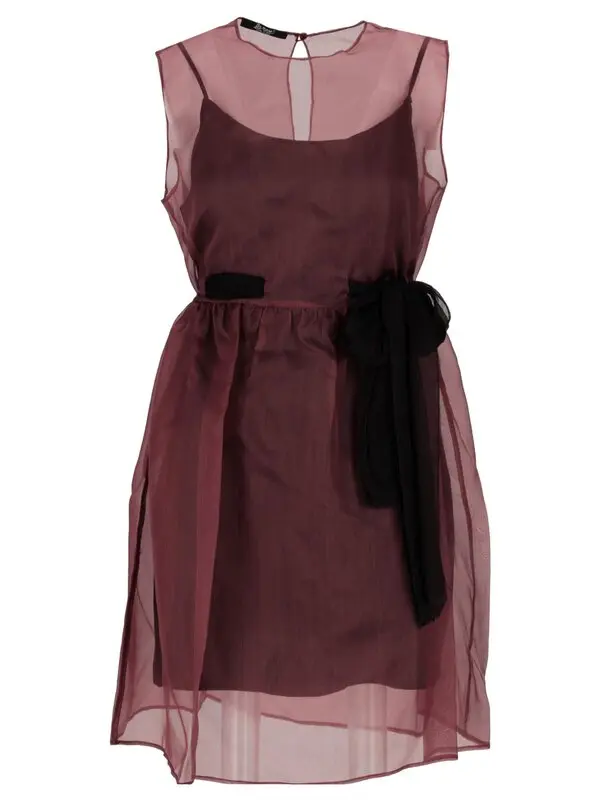 Lela Rose Round Neck Sleeveless Dress - Red