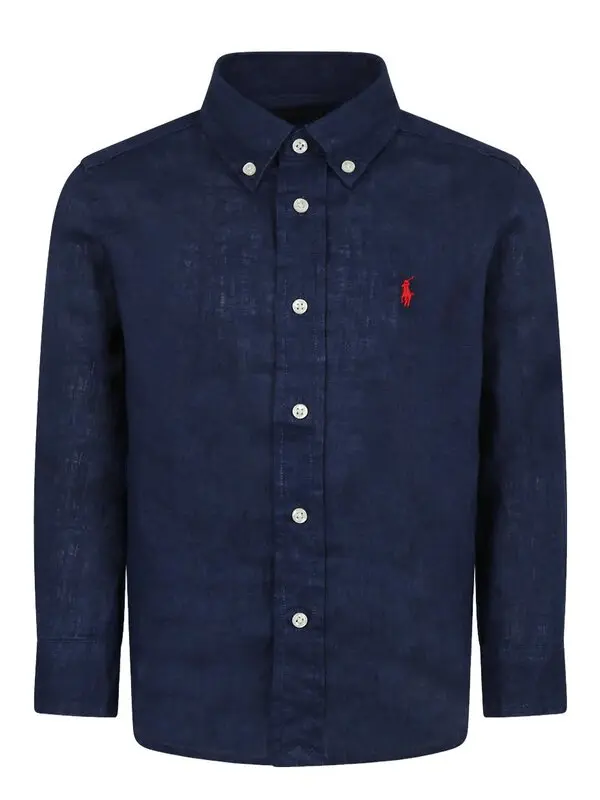 Ralph Lauren Long Sleeve Shirt With Embroidered Pony - Blue