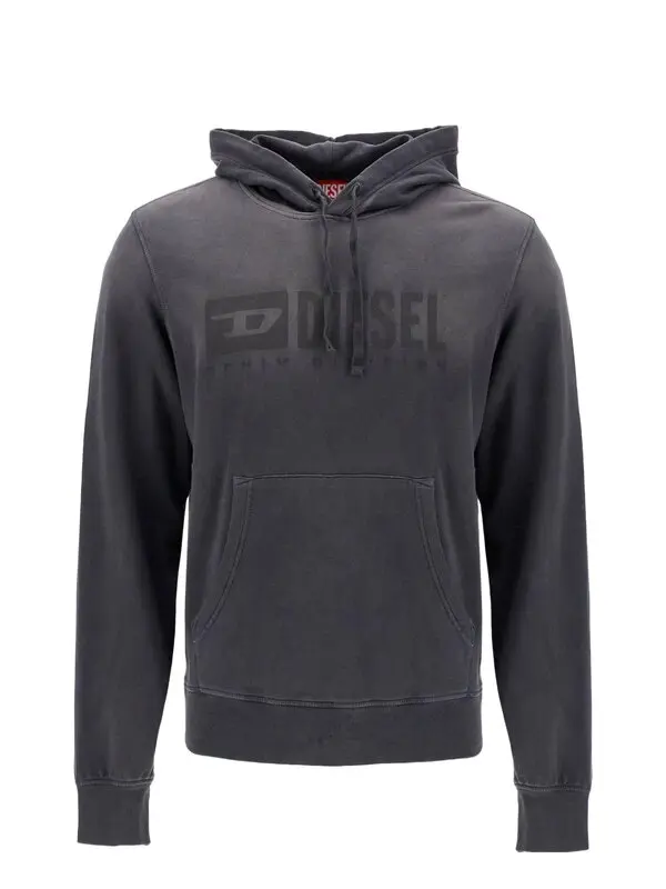 DIESEL® Organic Cotton Logo Print Hoodie - Black