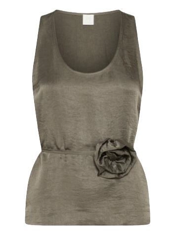 Marella Pleated Twill Top - Brown