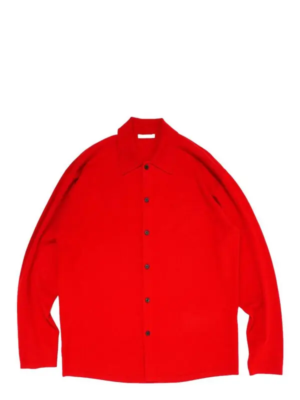 Auralee Long-sleeved Collared Sweater With Button Closure - Red