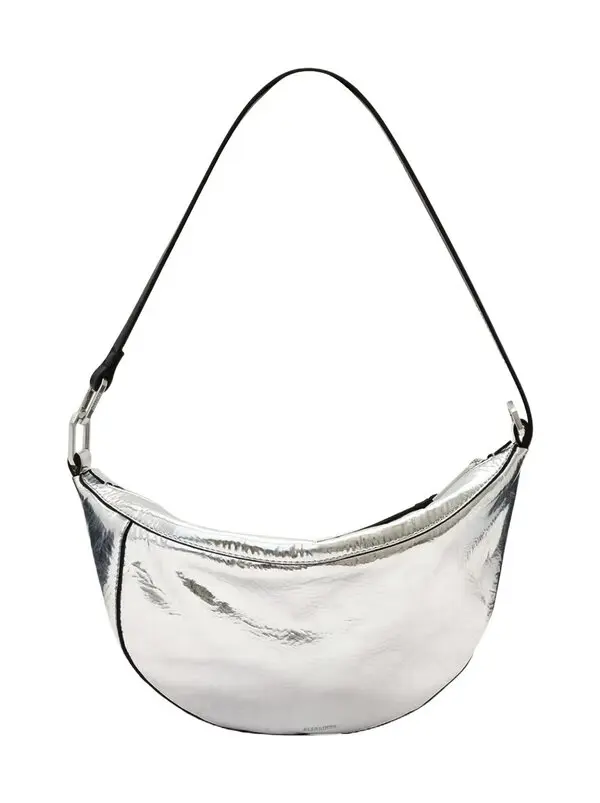 ALLSAINTS Zipper Shoulder Bag - Fog Silver